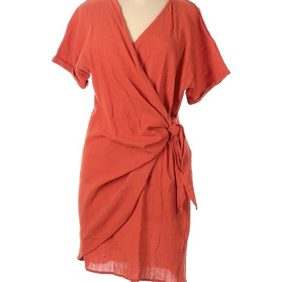 Dresses | New Orangerust Wrap Dress Szm | Poshmark